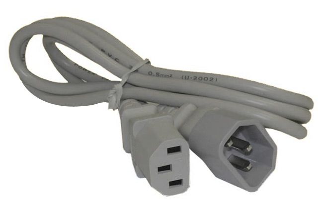 IEC 320 C13 to C14, External AC Power Extension Cord, 6-Foot, Grey ...